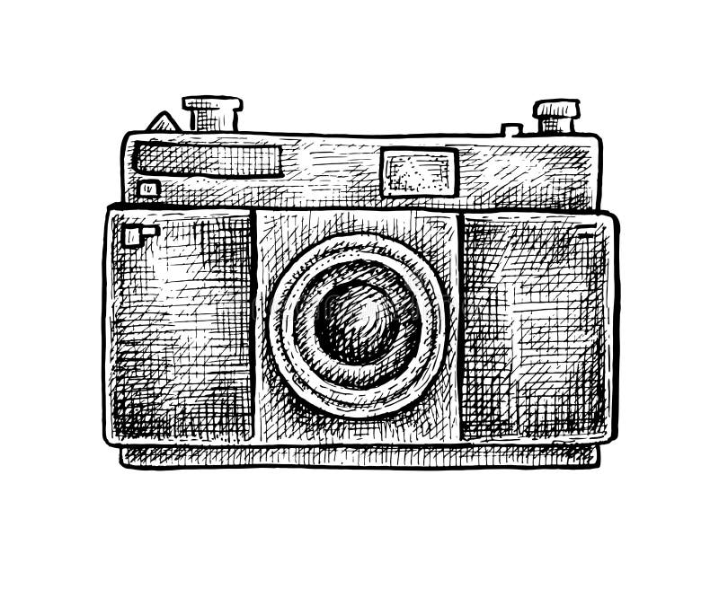Black and White Ink Hand Drawn Camera Stock Vector - Illustration of ...