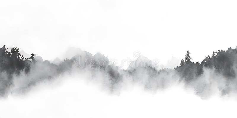 Black and White Ink Wash Landscape Misty Mountain Background Texture ...