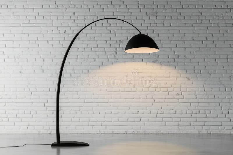 Black and White Interior Concepts and Modern Lamp, Brick Wall Ai Photo Stock Illustration ...