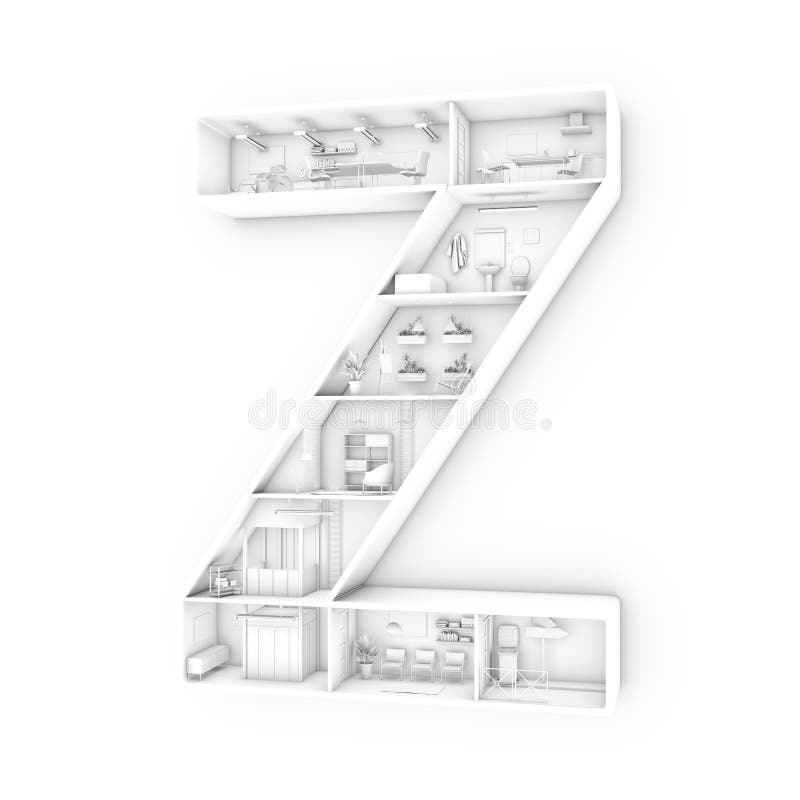 Black and White Interior of a Construction in Shape of Letter `Z` Stock ...