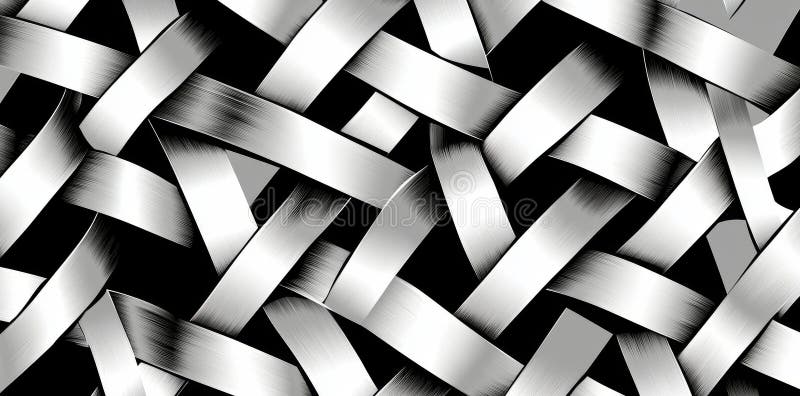 Black White Interlocking Stripes Abstract Art Geometric Design Pattern ...