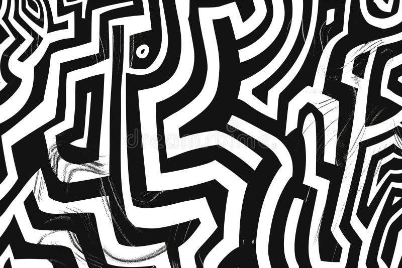 Intricate Black and White Background with Maze and Labyrinth Brush ...