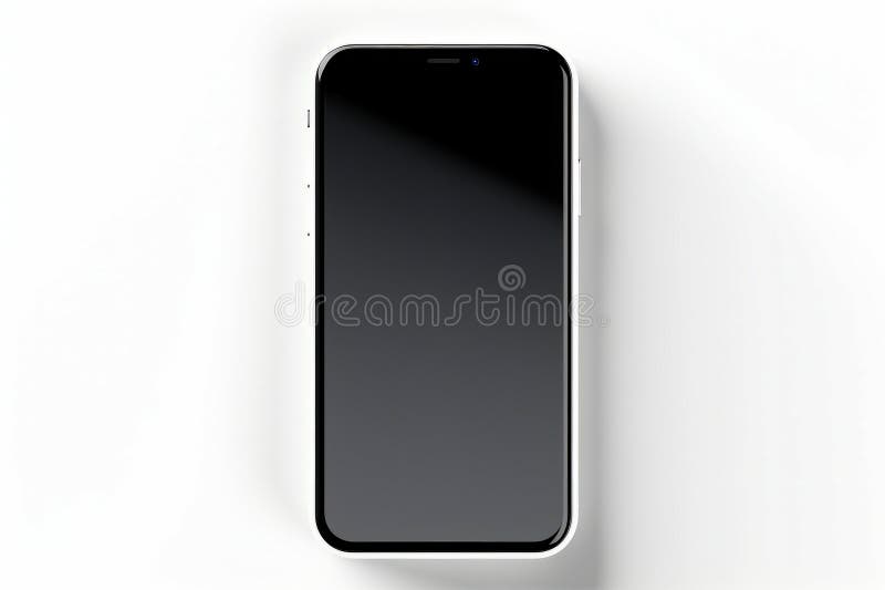 Black and White Iphone is Shown on White Surface with Shadow ...