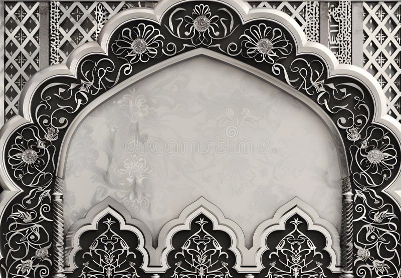 Black and White Islamic Pattern Background with Silver Accents Stock ...