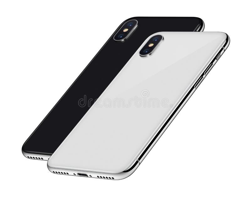 Black and White Isometric Smartphones Similar To IPhone X Back Sides ...