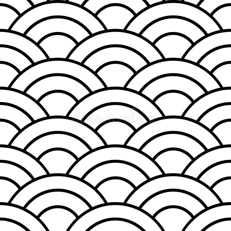 Black and White Japanese Seamless Pattern Stock Vector - Illustration ...