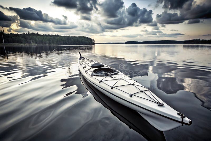 Black and White Kayak in Minimalist Design Stock Illustration ...