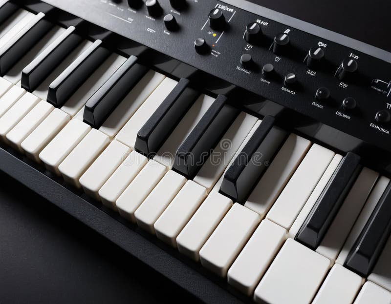 A Black and White Keyboard with White Keys AI Generated Stock ...