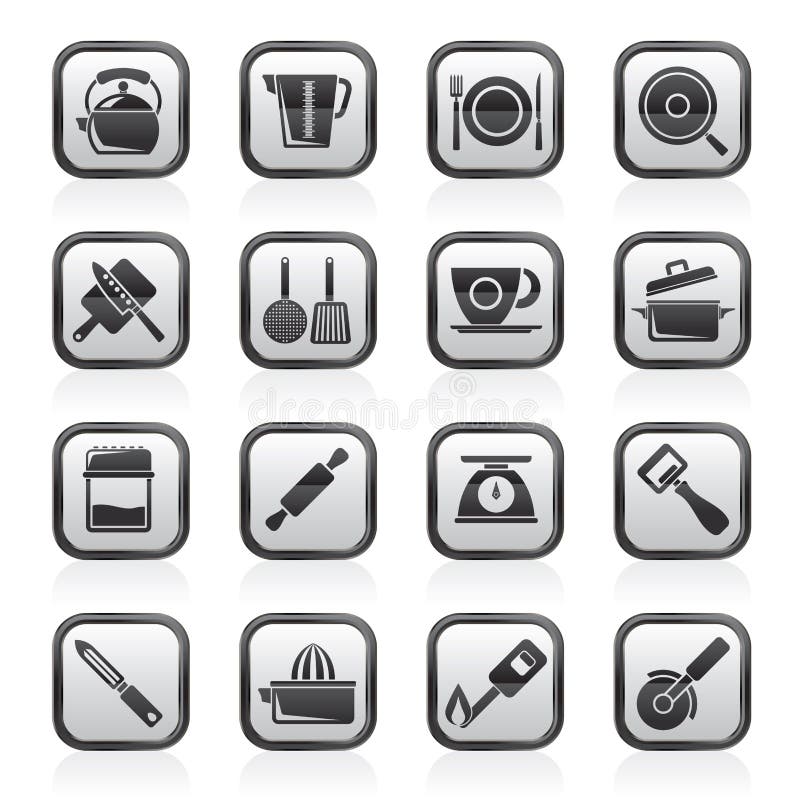 Kitchen Gadgets and Equipment Icons Stock Vector - Illustration of ...