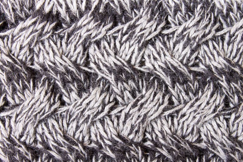 Black and White Knitting or Knitted Fabric Texture Pattern Background ...