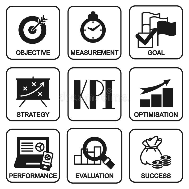 Black and White Kpi Concept Poster or Banner Stock Vector ...