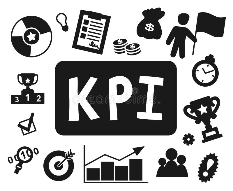 Black and White Kpi Poster. Silhouette Icon Set Stock Vector ...