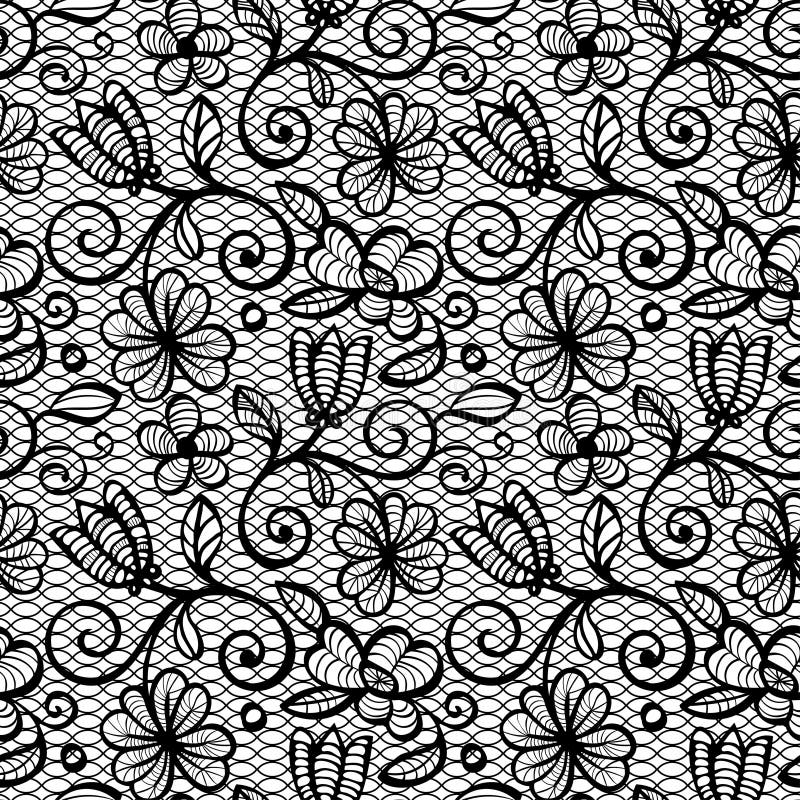 Black and White Lace Seamless Pattern Stock Vector - Illustration of ...