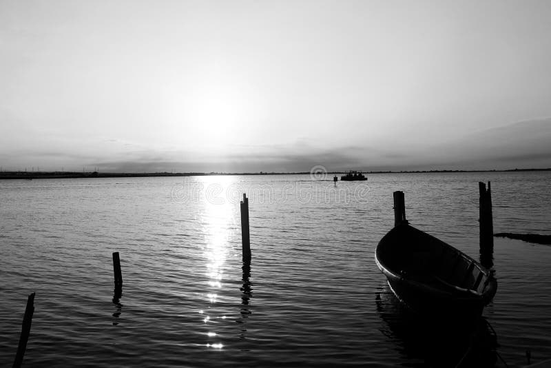 Black and White Sunset Landscape on Italian Lake Stock Photo - Image of ...