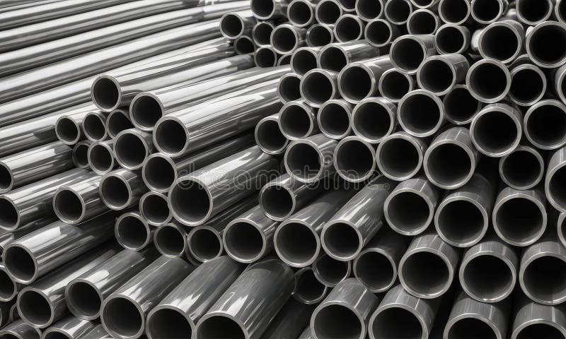 Black and White Large Stack Metal Pipes, Varying in Size and Shape ...