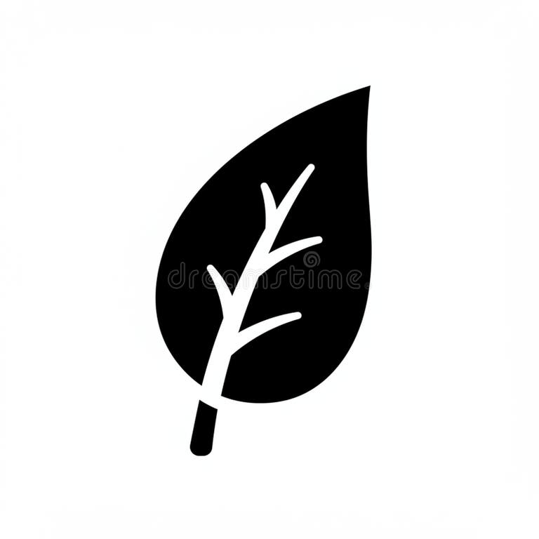 A Black and White Leaf Icon with a Clean, Minimalist Design. the Leaf ...