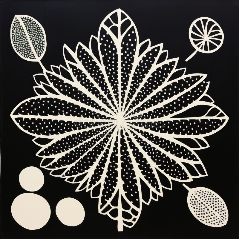 Black and White Leaf with Multiple Circles: Acetate Art Inspired by ...