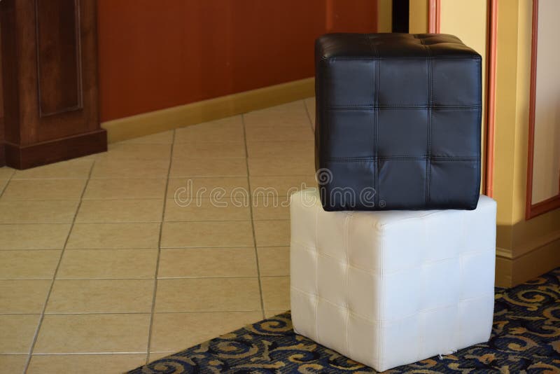 Black and White Leather Foot Rests Stock Image - Image of floor, foot ...