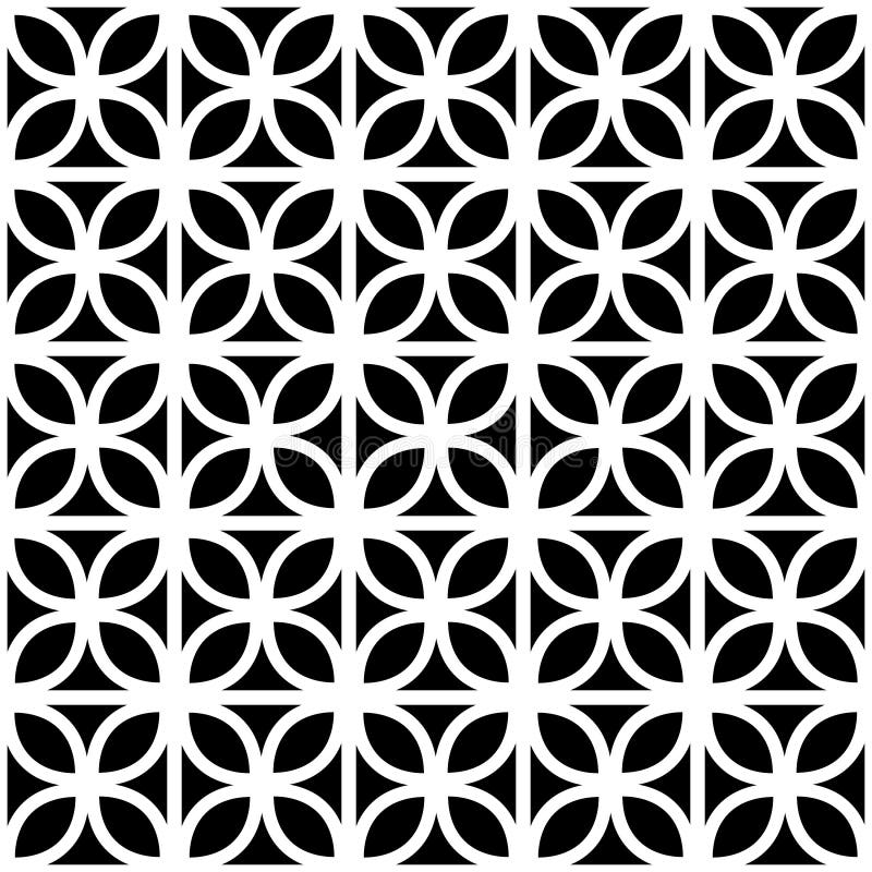 Black and White Leaves Trellis Geometric Seamless Pattern, Vector Stock ...