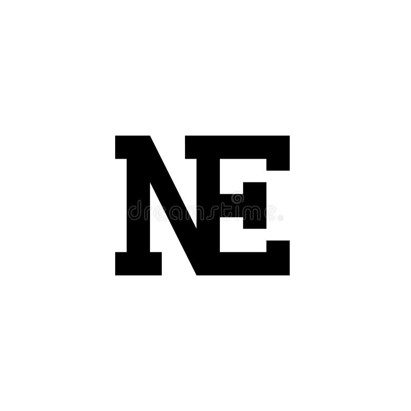 Black and White Letter NE Initial Logo Icon Stock Vector - Illustration ...