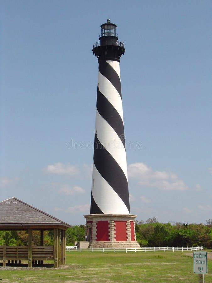 Coastal Landmark, a Spiral Striped Lighthouse Stock Photo - Image of ...