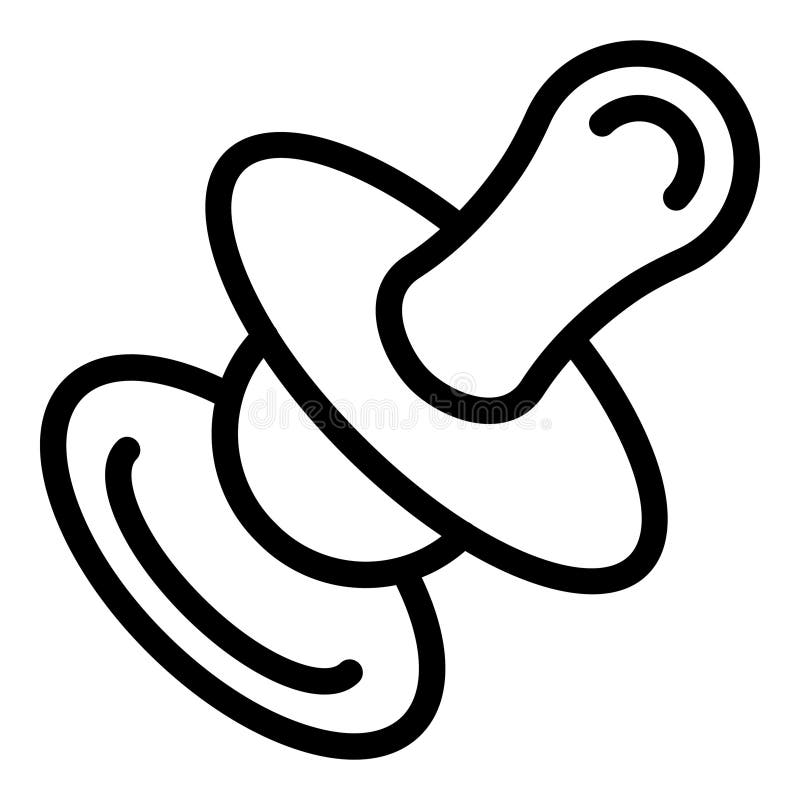 Black and White Line Art of Baby Pacifier Stock Vector - Illustration ...