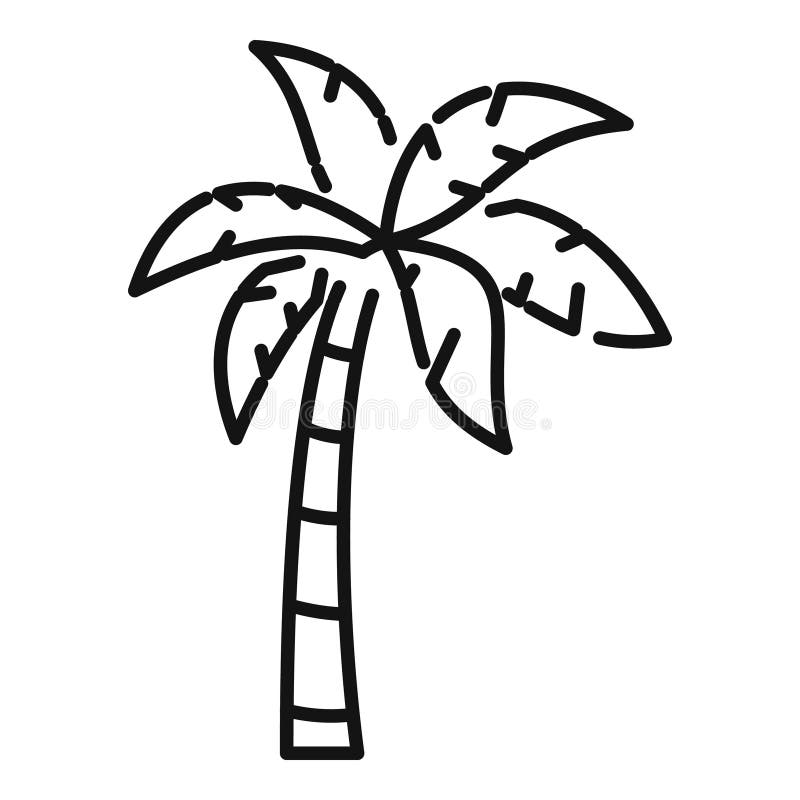 Black and White Line Art Drawing of a Palm Tree Stock Illustration ...