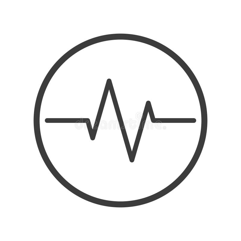 Line Art Heart Rate Icon in the Round Frame Stock Illustration ...
