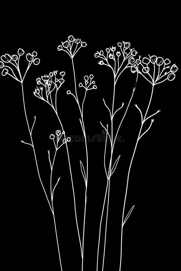 Black and White Line Art Illustration of a Branch Stock Illustration ...