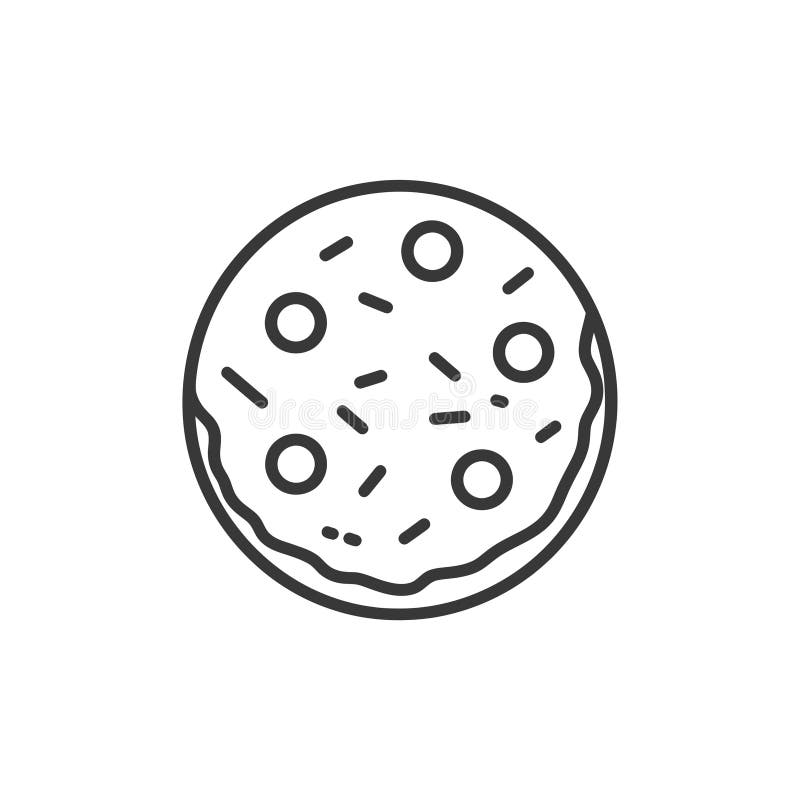 A Black and White Line Art Illustration of a Round Cookie with ...