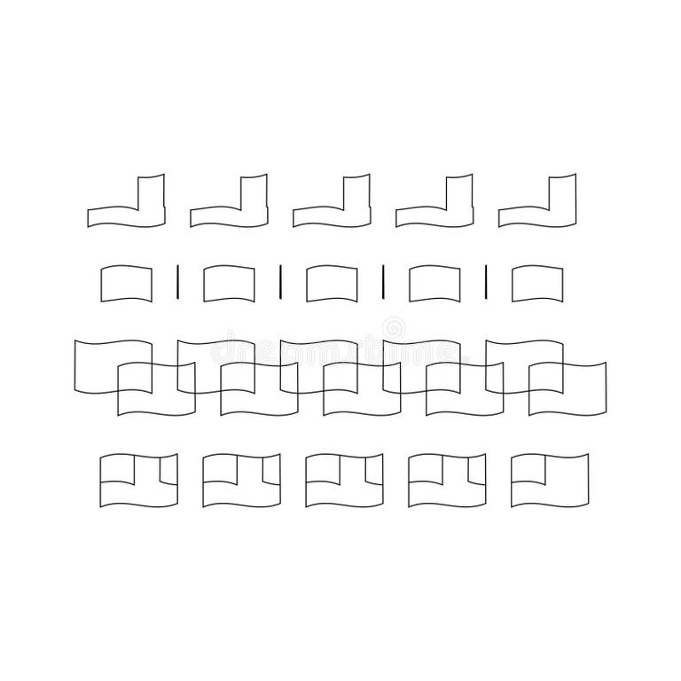 A Black and White Line Art Image Featuring Three Rows of Abstract ...