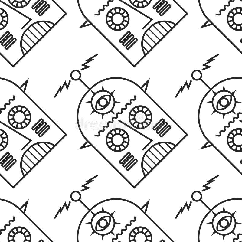 Robots Line Art Black White Stock Illustrations – 232 Robots Line Art ...