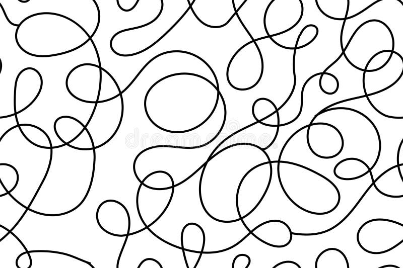 Black and White Line Doodle Squiggle Seamless Pattern. Creative Abstract Scribble Style Drawing ...