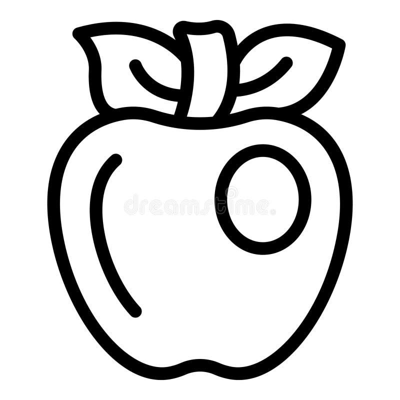 Black and White Line Drawing of an Apple Stock Vector - Illustration of ...