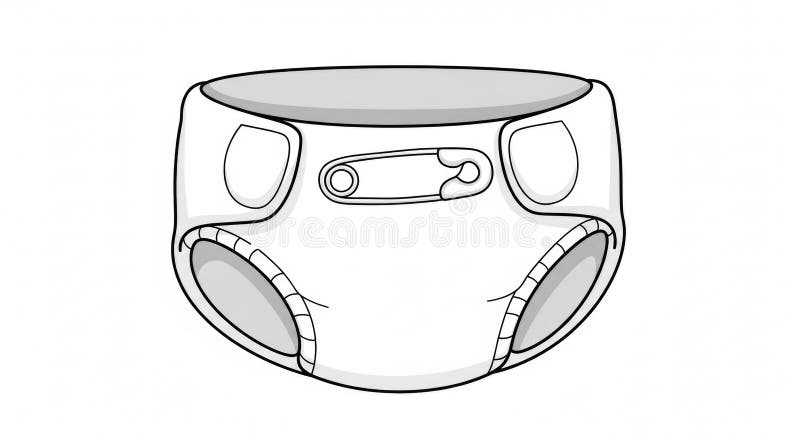 Simple Line Art Illustration of a Baby Diaper Stock Illustration ...