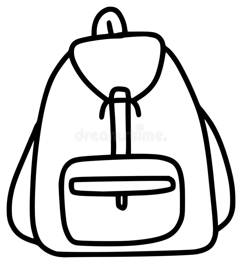 Hand-Drawn Backpack, Black and White Sketch Stock Illustration ...