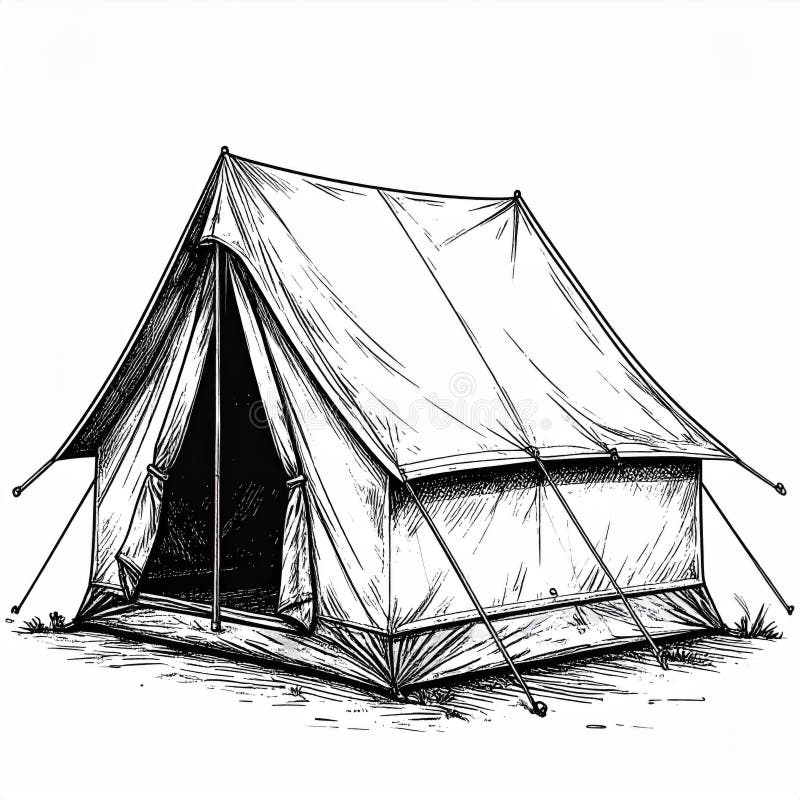 Simple Tent Line Drawing Black Stock Illustrations – 739 Simple Tent ...