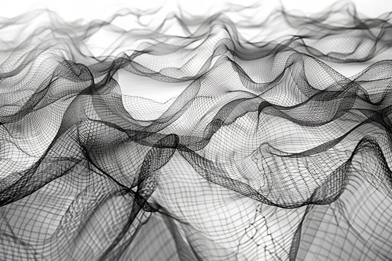A Black and White Line Drawing of Fish Net Texture, on a Solid ...