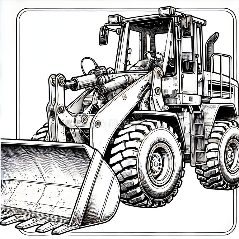 Powerful Front Loader Ready for Coloring, Construction Equipment ...