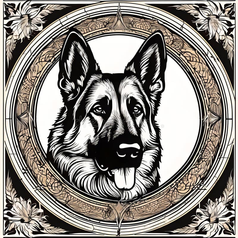 Line Drawing German Shepherd Stock Illustrations – 448 Line Drawing ...