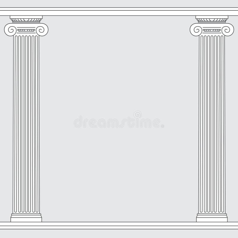 Black and White Line Drawing. Doric Order Columns Frame Stock Vector ...