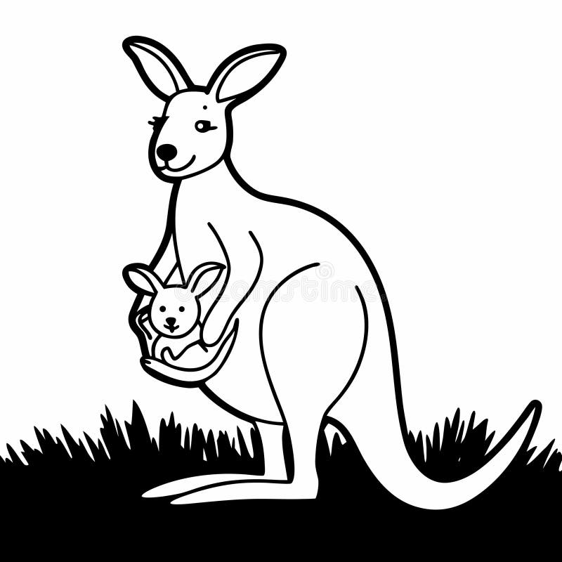 Kangaroo Clipart Black White Stock Illustrations – 411 Kangaroo Clipart ...