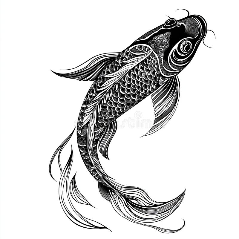 Koi Fish Drawing Graphic Stock Illustrations – 5,236 Koi Fish Drawing ...