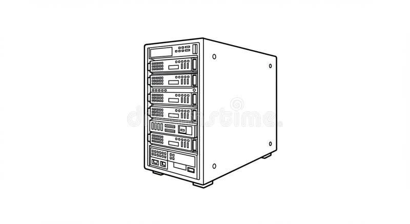 Black and White Line Drawing of a Server Rack. the Rack is Rectangular ...