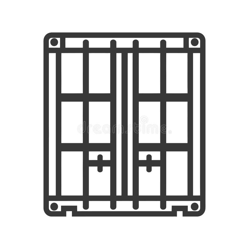 Black and White Line Drawing of a Shipping Container Stock Vector ...