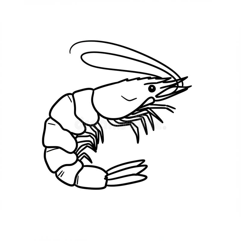 Black and White Line Drawing of a Shrimp with Detailed Sections. it ...