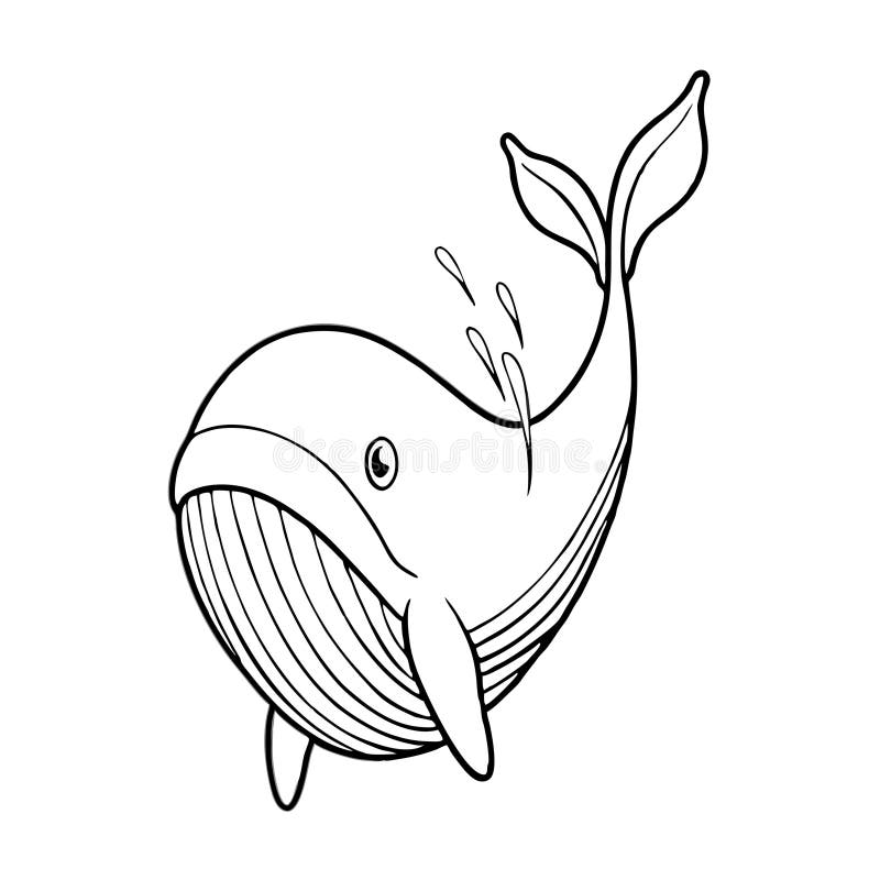 Illustration of a Whale with Water Droplets in Black Lines Stock ...