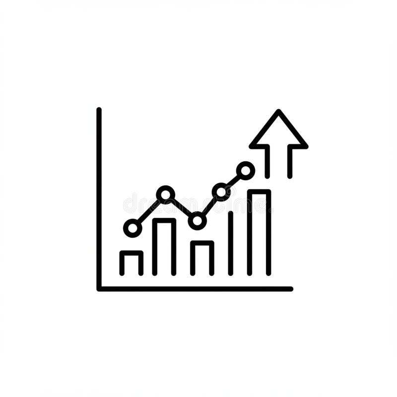 A Black and White Line Graph Icon Features a Series of Ascending Bar ...