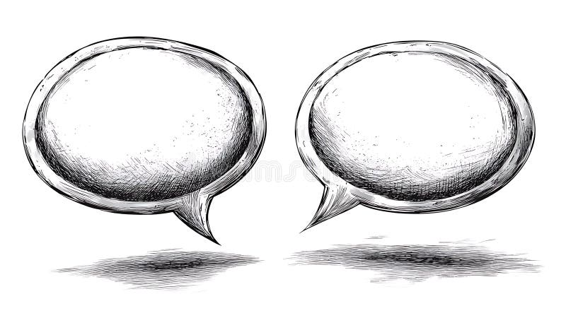 Black and White Line Speech Bubbles Empty Dialogue Vector Clip Art ...