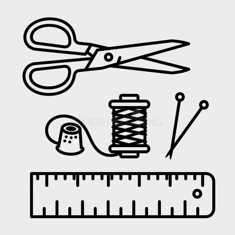 Sewing Kit Black White Stock Illustrations – 441 Sewing Kit Black White ...